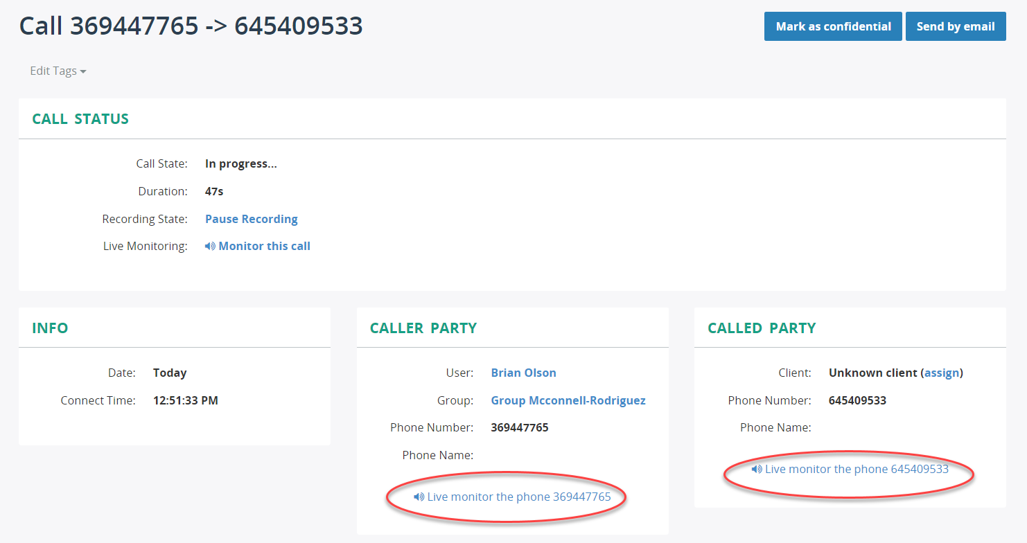 Live Call Monitoring